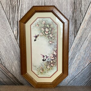 Vintage Bird Print 2 Hummingbirds Lithograph Colored Framed Print ...