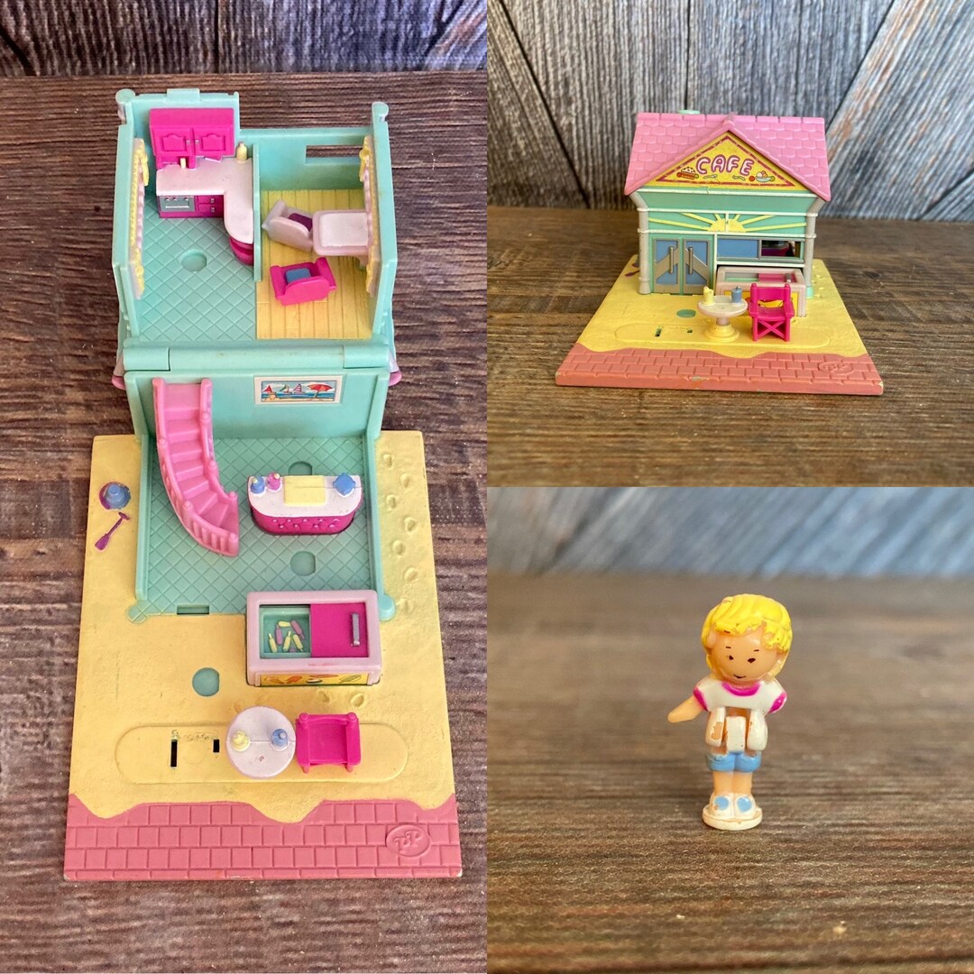 Vintage Polly Pocket Set {polly's Beach Cafe Holiday Pollyville Compact ...