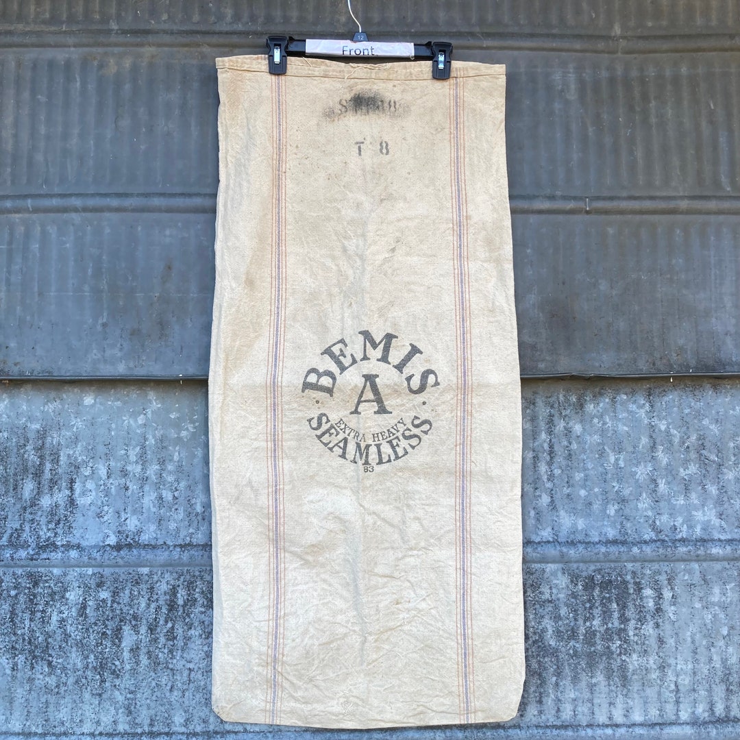 Vintage Bemis A 83 Heavy Cotton Muslin Sack With Red Blue - Etsy