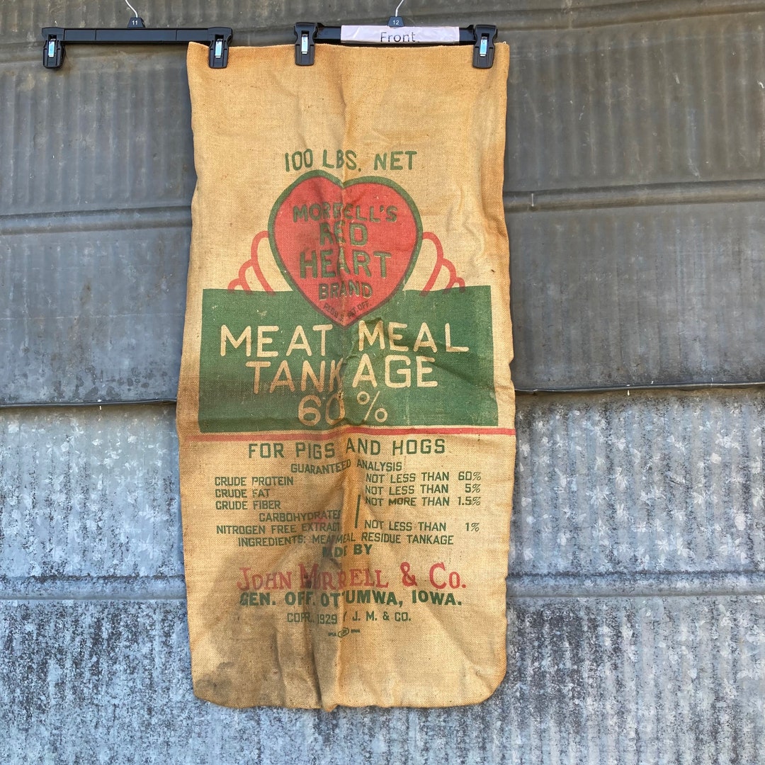 Vintage John Morrell Burlap Sack Display Sack Iowa Advertising Ottumwa ...
