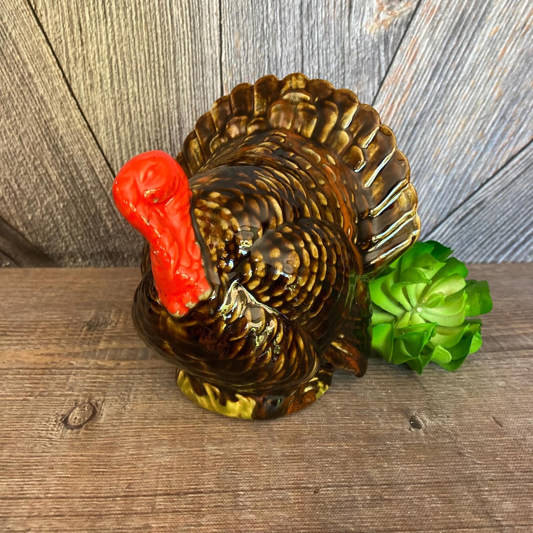 Vintage Ceramic Turkey Handmade 70s Glazed Ceramic Turkey Thanksgiving ...