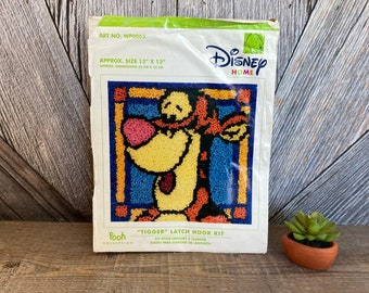 Vintage Large Winnie the Pooh Latch Hook Kit, Vintage Nursery Decor, Vintage Disney, DIY Craft ...