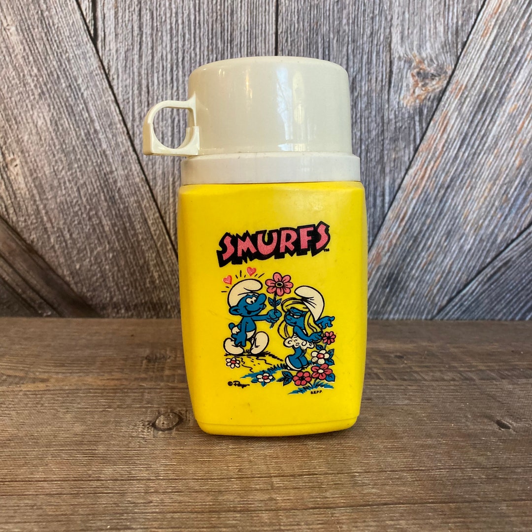 Vintage Smurfs Thermos vintage 80's Plastic Thermos Lunch Box Thermos ...