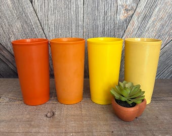 4 Vintage Tupperware Tumblers Cups Glasses Plastic Tupper Ware Storage ...