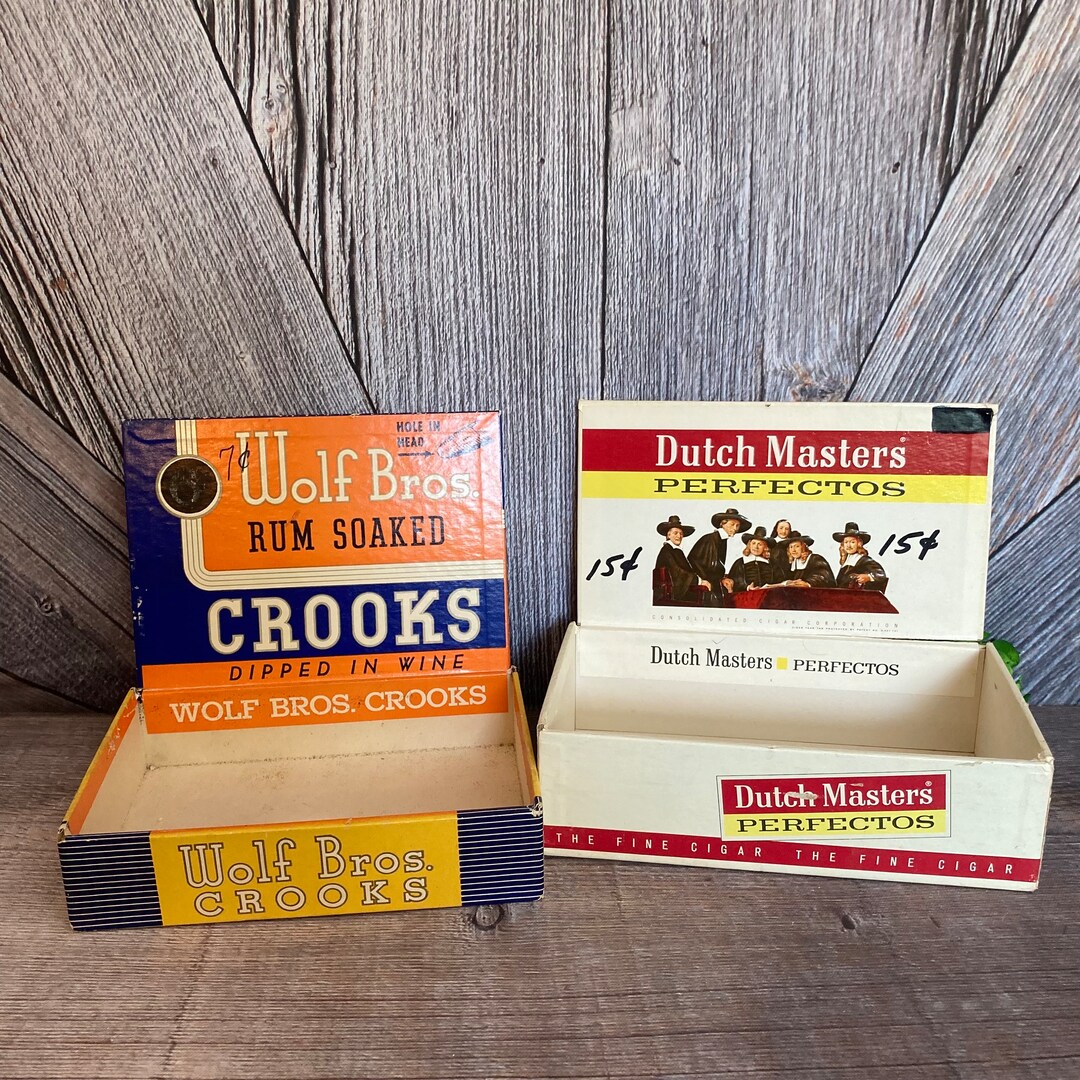 2 Vintage Cigar Boxes Authentic Cigar Box {dutch Master Wolf Bros ...
