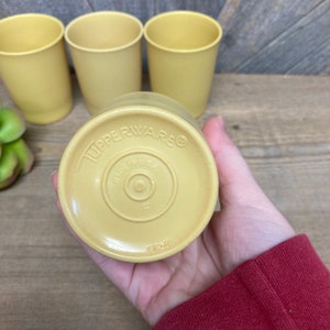 4 Vintage Tupperware Tumblers Short Cups Glasses Plastic Tupper Ware ...