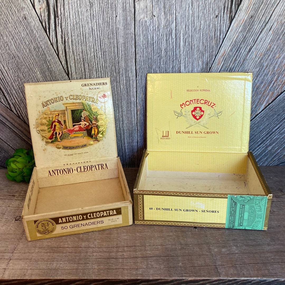 2 Vintage Cigar Boxes Authentic Cigar Box {antonio Y Cleopatra Dunhill ...