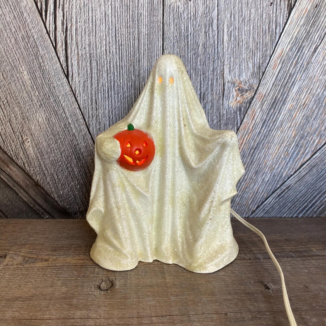 Vintage Ghost Light {ceramic Ghost Halloween Decoration} Glowing Ghost ...