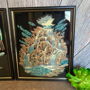 2 Vintage Waterfall Paint by Number Paintings {waterfall Woods Nature ...