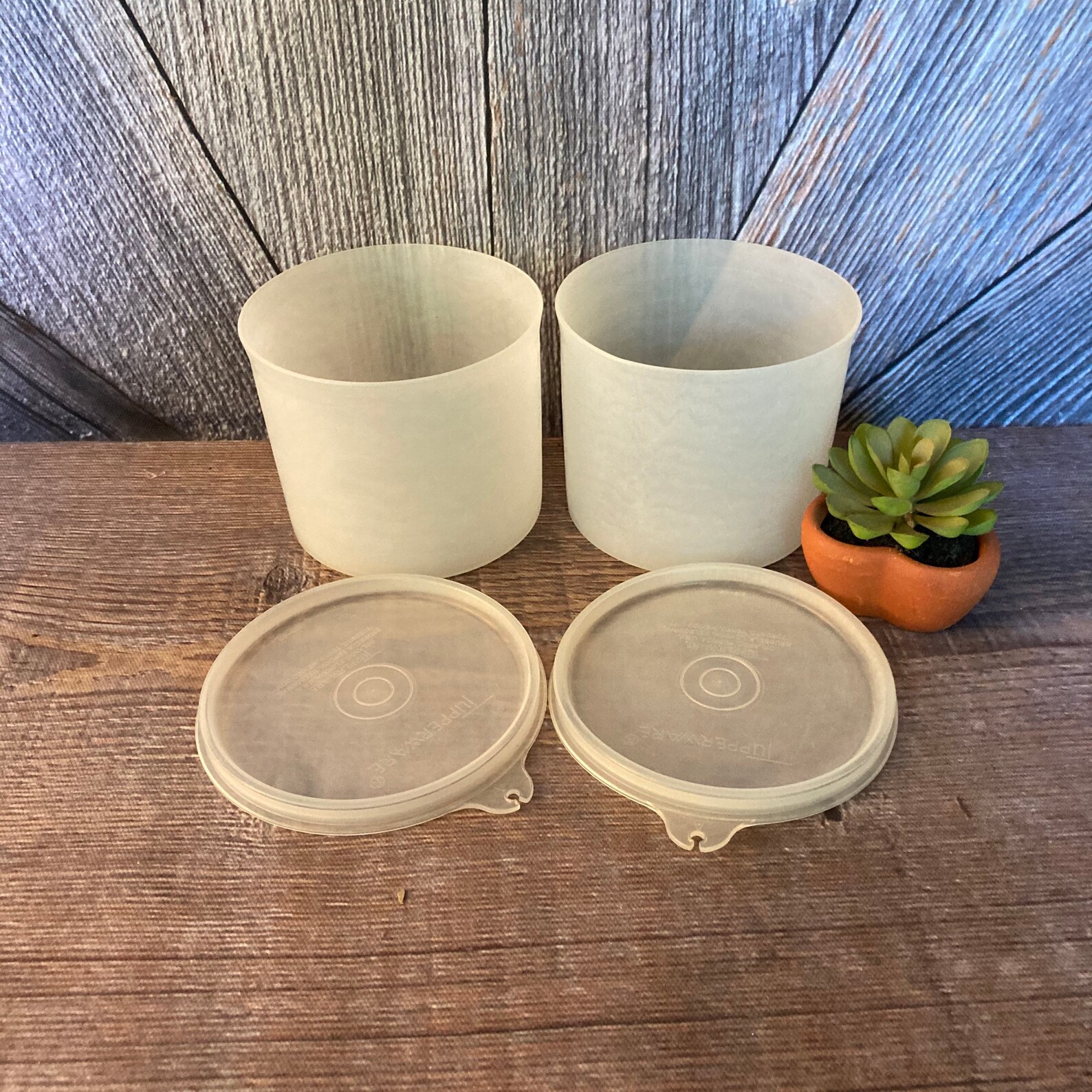 2 Vintage Tupperware Clear Container Bowl Set Plastic Round - Etsy