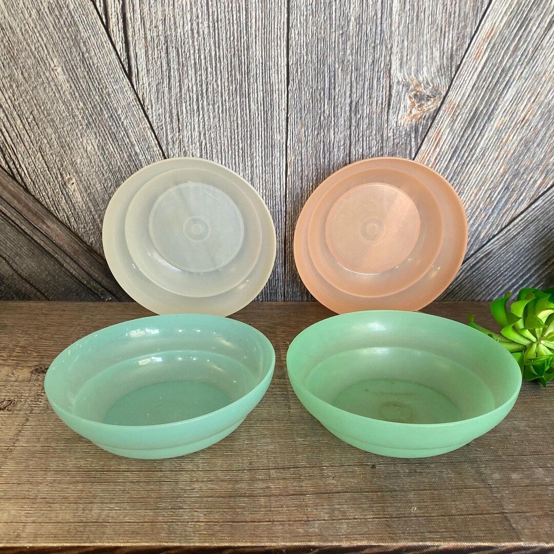 4 Vintage Tupperware Cereal Bowls Plastic Tupper Ware Storage Container ...