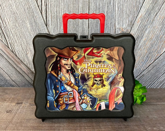 Pirates of the Caribbean Plastic Lunch Box vintage Disney Black Plastic ...