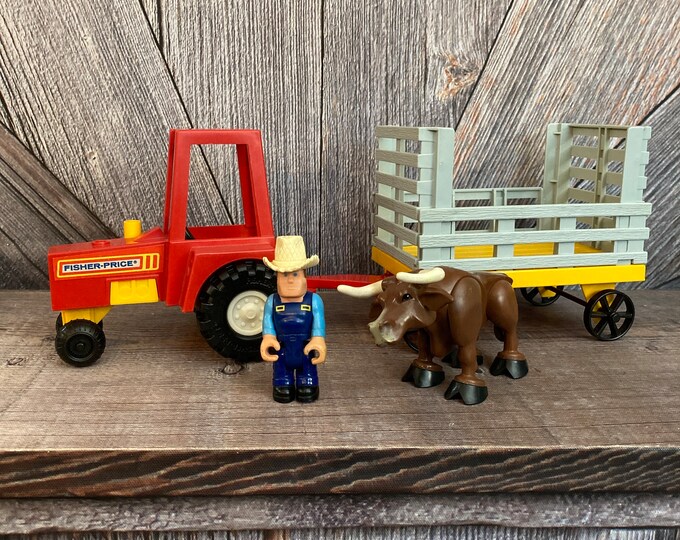 Vintage Fisher Price Husky Helper Farm Set 331, 1980 Toy With Tractor ...