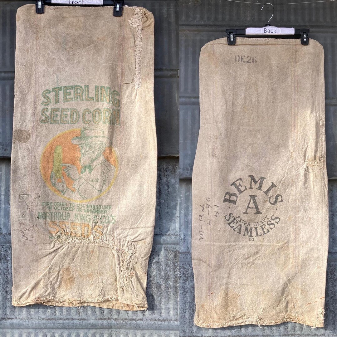 Vintage Sterling Seed Corn Sack Cotton Muslin Sack Project Sack ...