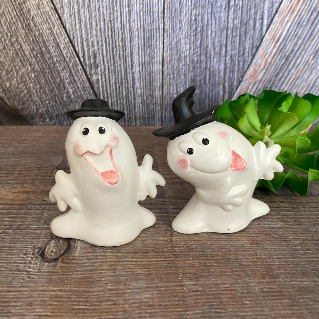 Vintage Ghosts Ceramic Figurines {halloween Decoration} White Ceramic ...