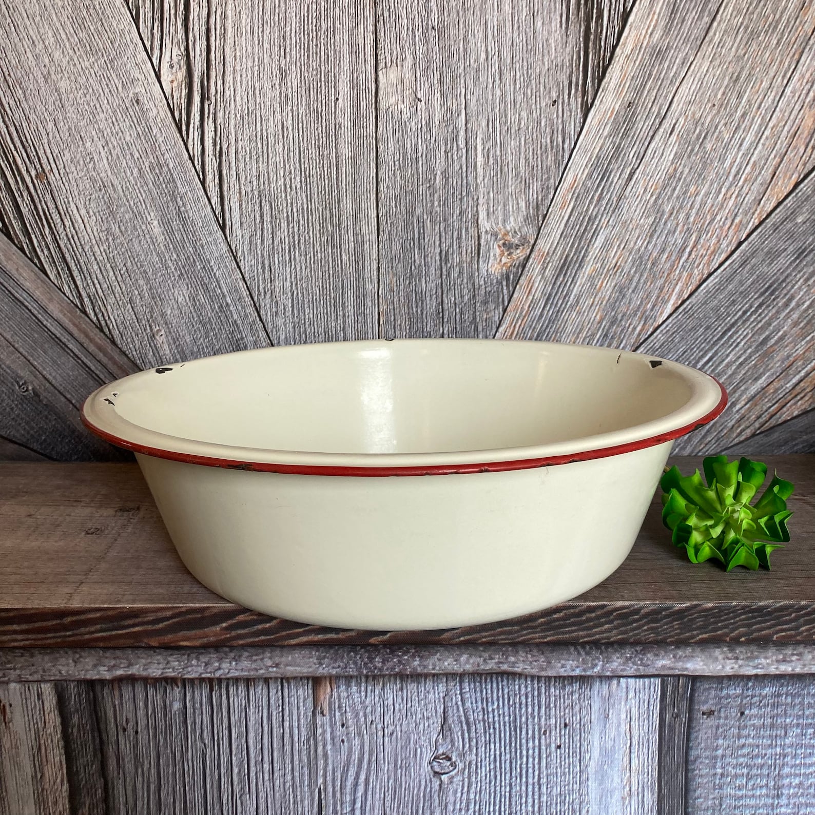 Vintage Enamel Bowl 16.5x4.5 Inch Bowl enamelware Basin | Etsy