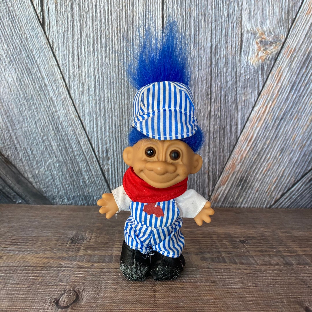 Vintage Engineer Troll Doll Train Conductor Hair Russ Berrie 5 in Troll ...