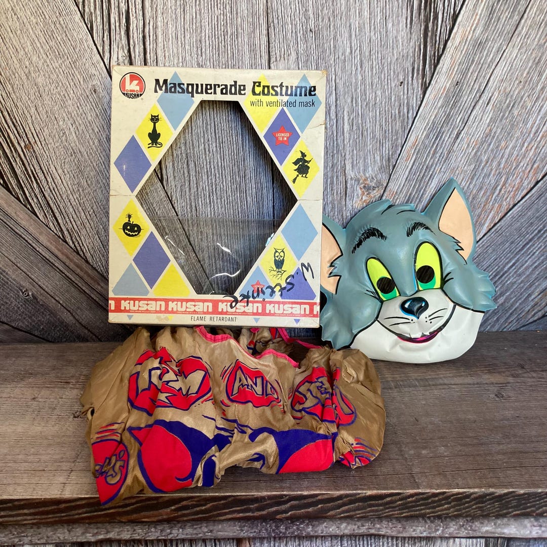 Vintage Tom and Jerry Costume and Mask, Tom the Cat MGM Large 12-14 ...