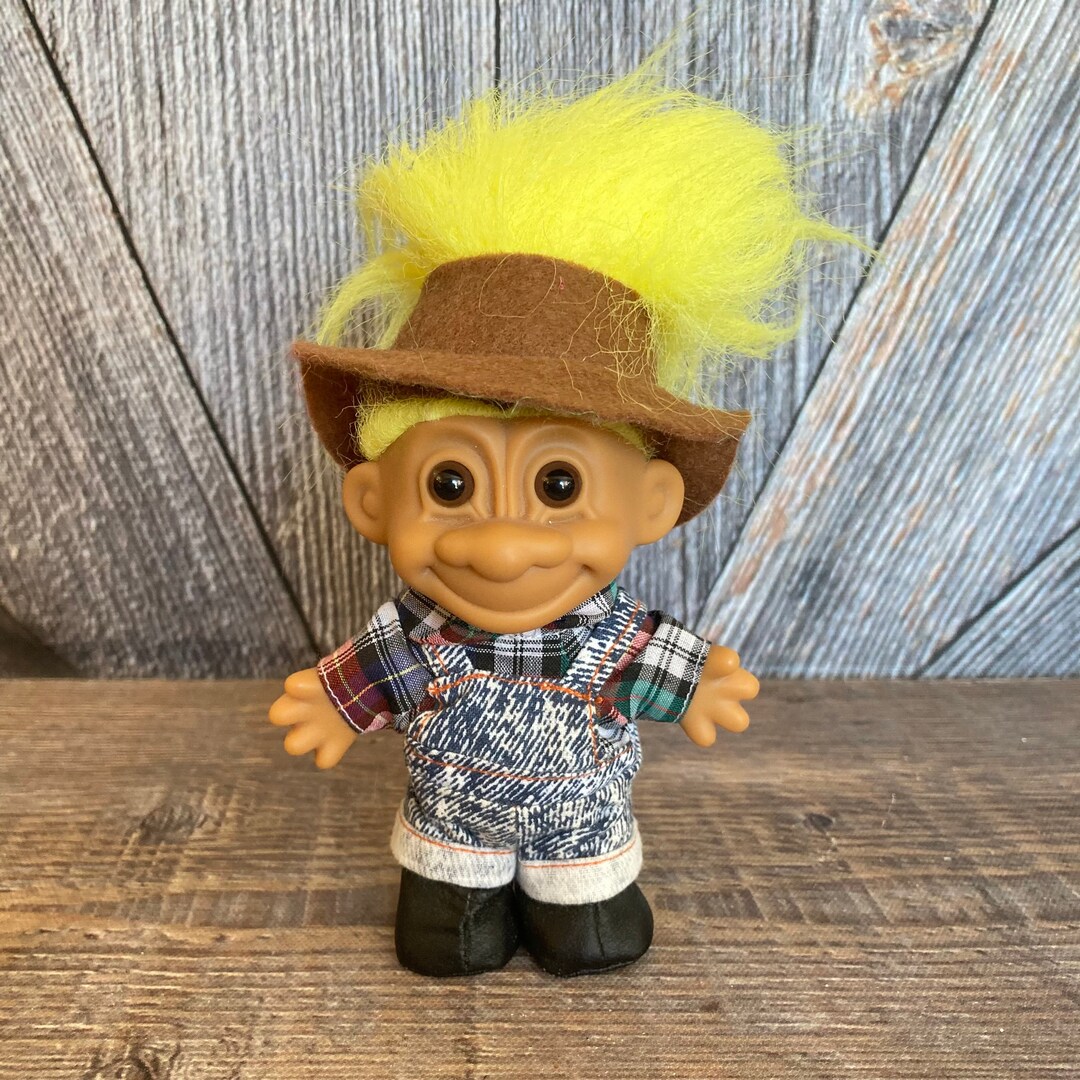 Vintage Farmer Troll Doll {scare Crow Cowboy Boy Troll Hair} Russ ...