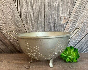 Vintage Metal Colander Mirro Aluminum Strainer Sieve Metal Strainer ...