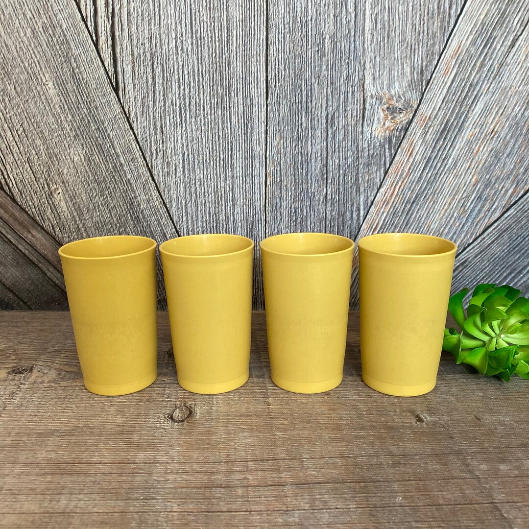4 Vintage Tupperware Tumblers Cups Glasses Plastic Tupper Ware Storage ...