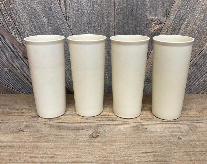 4 Vintage Tupperware Tumblers Tall Cups Glasses Plastic Tupper Ware ...