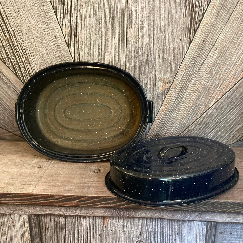 Vintage Enamel Roaster Roasting Pan Rooster Roaster Chicken - Etsy