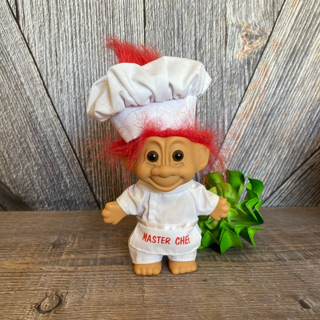 Vintage Troll Doll master Chef With Crazy Hair Chef Hat Russ Berrie 5 ...