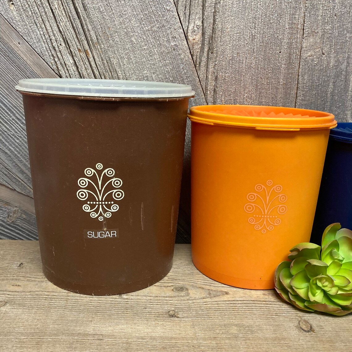 Vintage Tupperware Canister Set Plastic Round Mixed Colors Rainbow ...