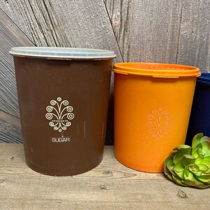 Vintage Tupperware Canister Set Plastic Round Mixed Colors Rainbow ...