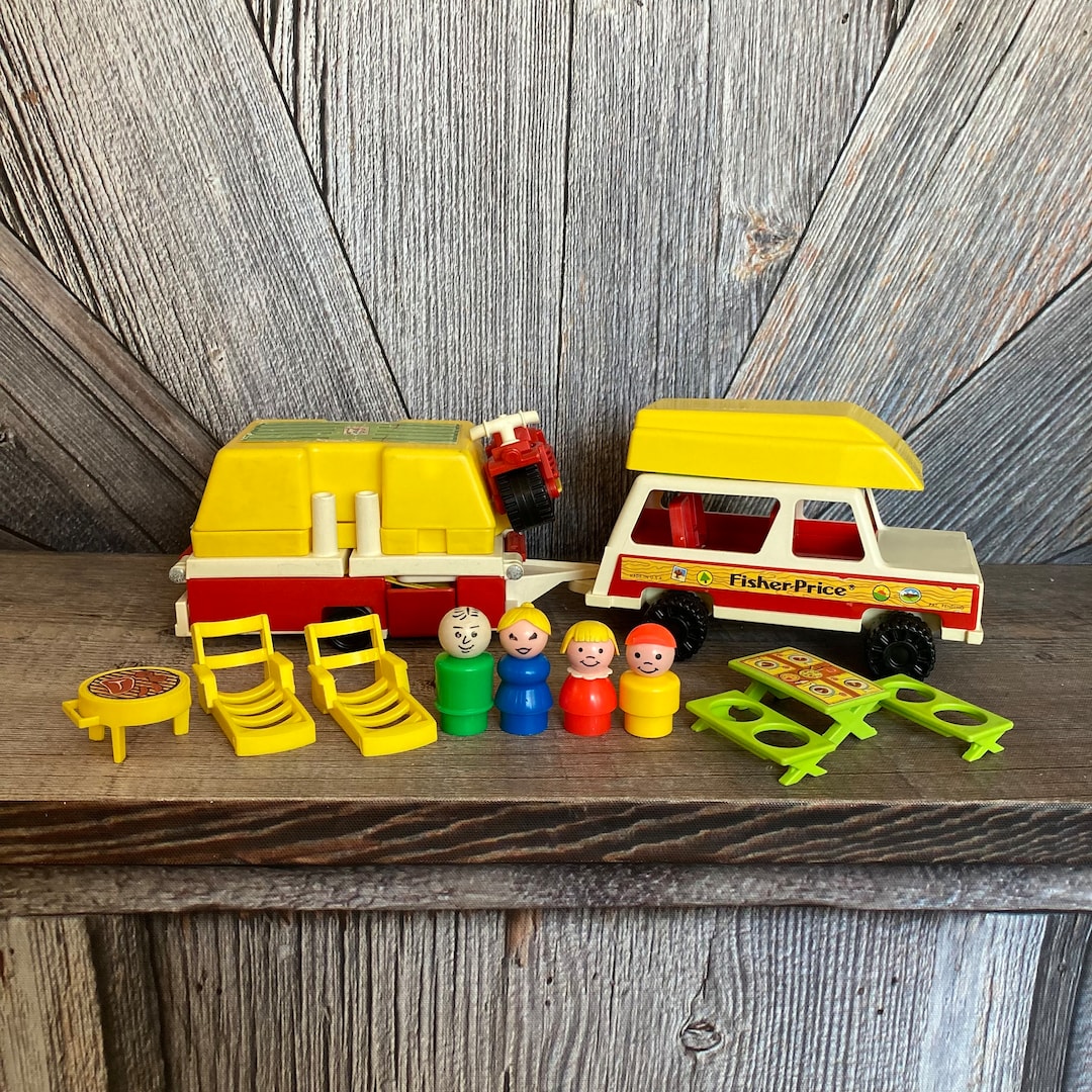 Vintage Fisher Price Little People Car and Camper COMPLETE Play Family ...