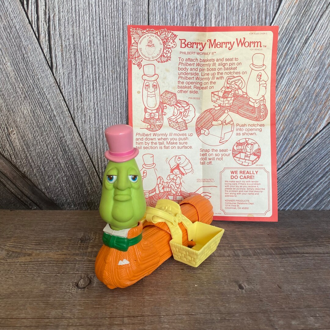 Vintage Strawberry Shortcake Berry Merry Worm Toy Vehicle Philbert ...
