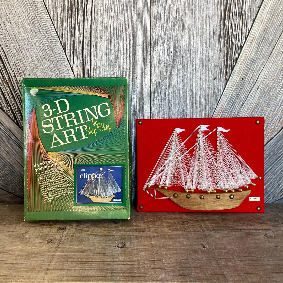 Vintage Clipper Ship String Art, Finished Boat String Art for Cabin ...