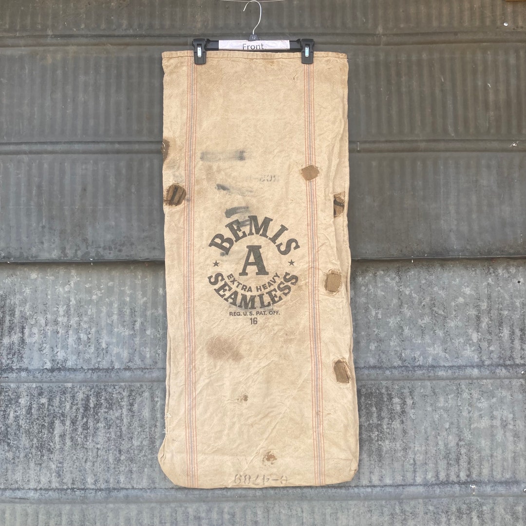 Vintage Bemis A 16 Heavy Cotton Muslin Sack With Red Blue Pinstripe ...