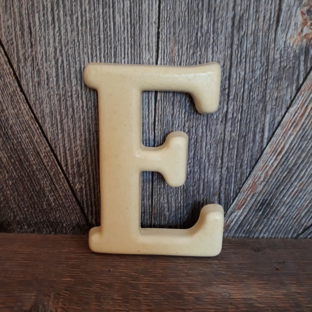 Vintage Letter E Old Sign off White Large 6.5 Inch Plastic Letter Wall ...