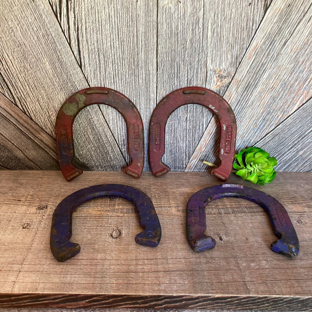 Vintage Horseshoe Pitching, 4 Horse Shoes Lawn Game, 2.35 Lbs 2 Pairs ...