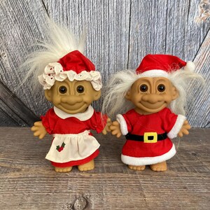 2 Vintage Christmas Trolls {santa Claus Troll and Mrs. Claus} White ...