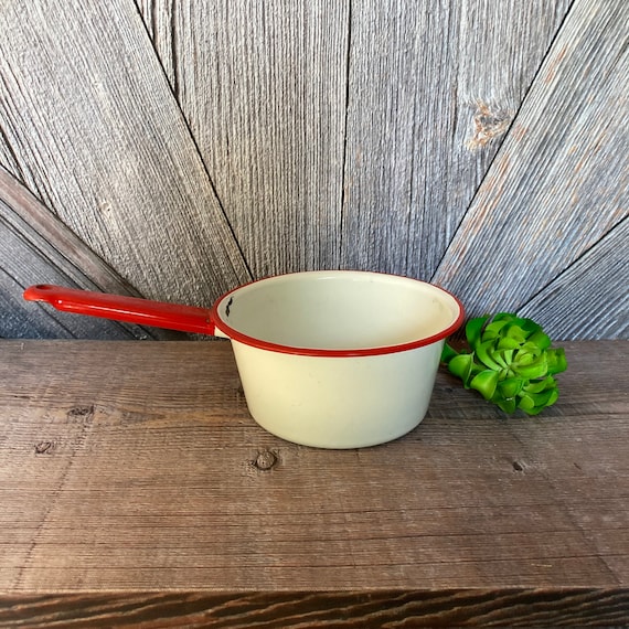 Vintage Enamel Pot Pan 7 Inch Pot Bowl W/ Handle Enamelware - Etsy