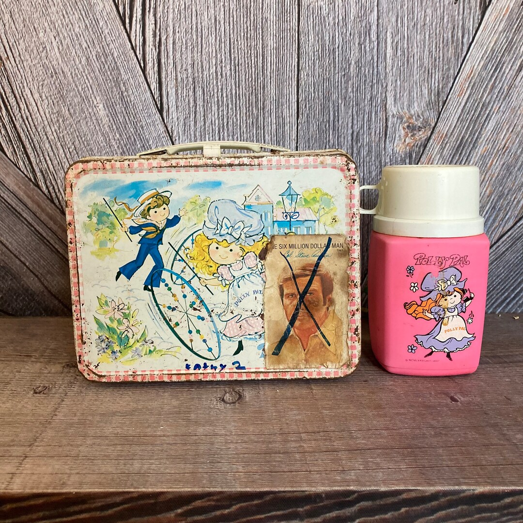 Polly Pals Metal Lunch Box Thermos {vintage Metal Lunch Box} Distressed ...