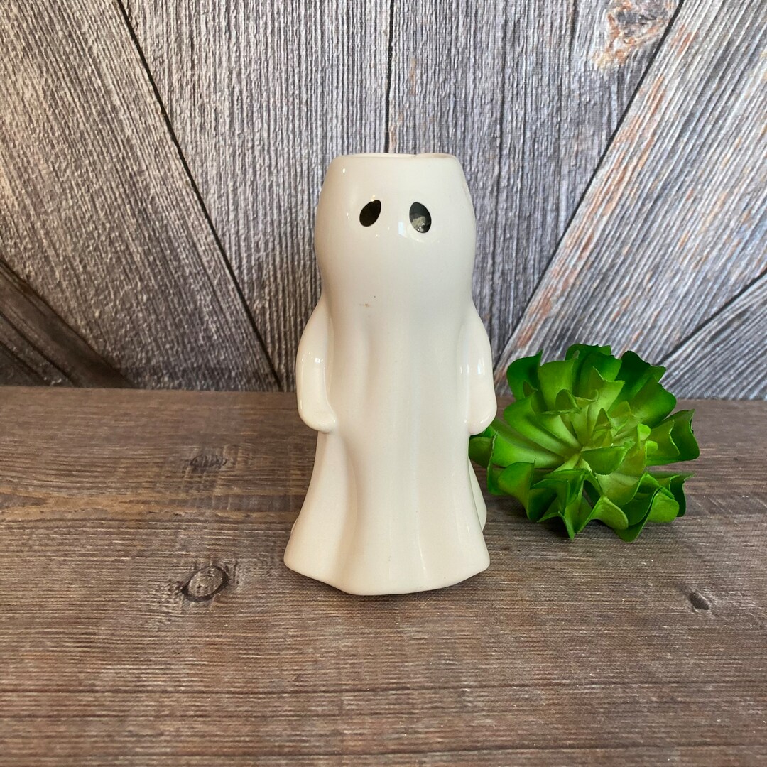 Vintage Ghost Votive {ceramic Ghost Candle Holder Halloween Decoration ...