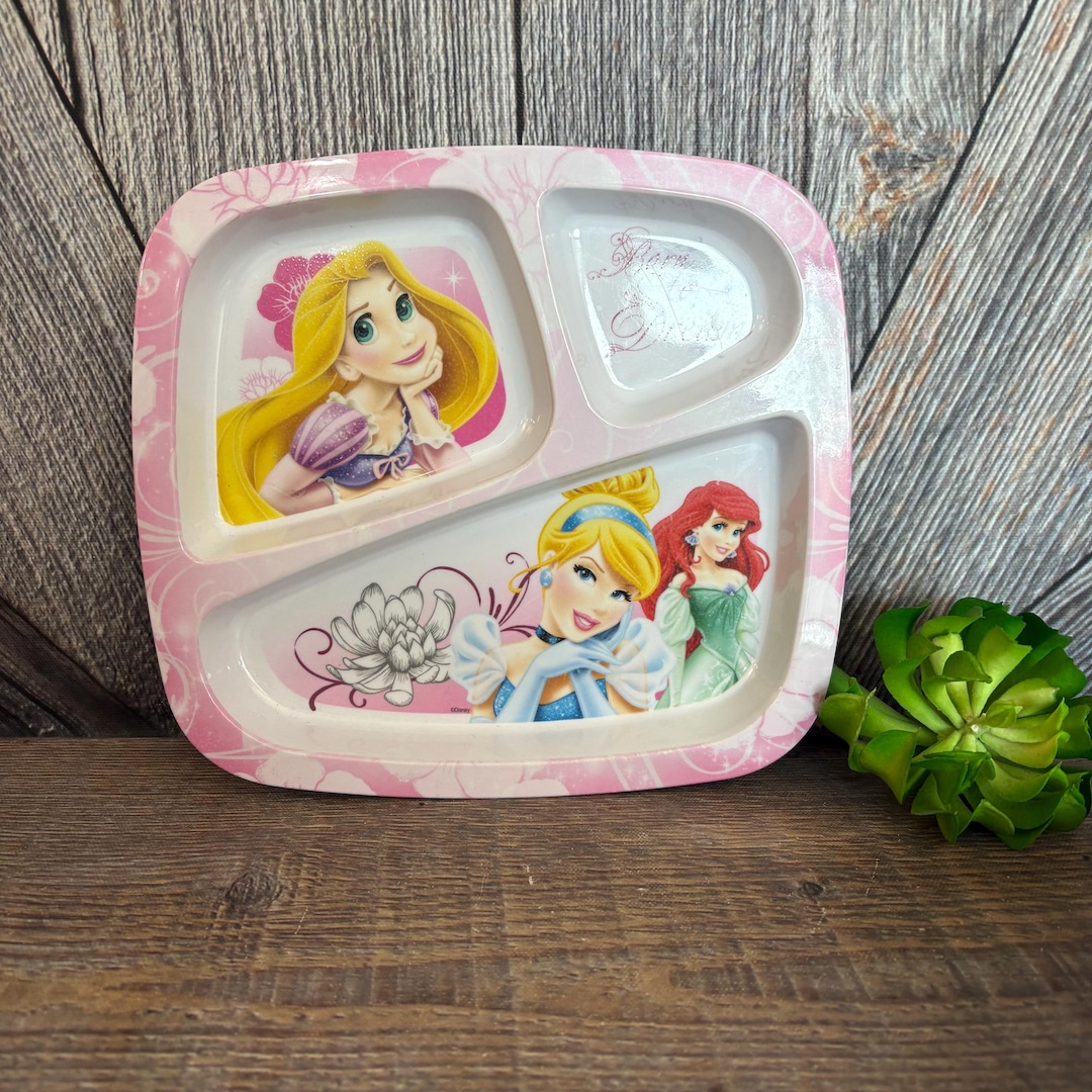 Disney Princess Plate Little Mermaid Ariel Cinderella Melmac Food Tray ...