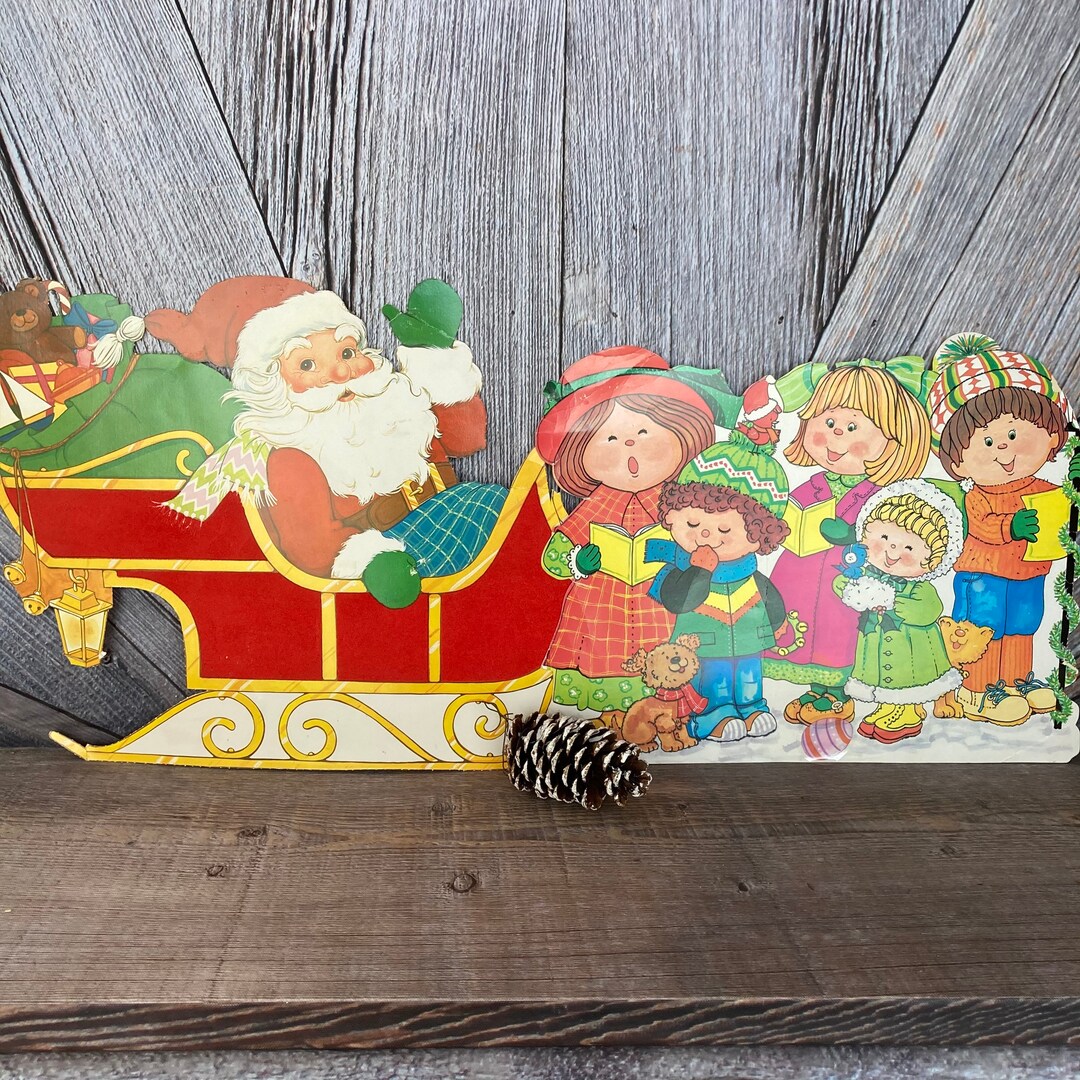 2 Vintage Christmas Die Cut Paper Decoration Kit Lot Hallmark Paper ...