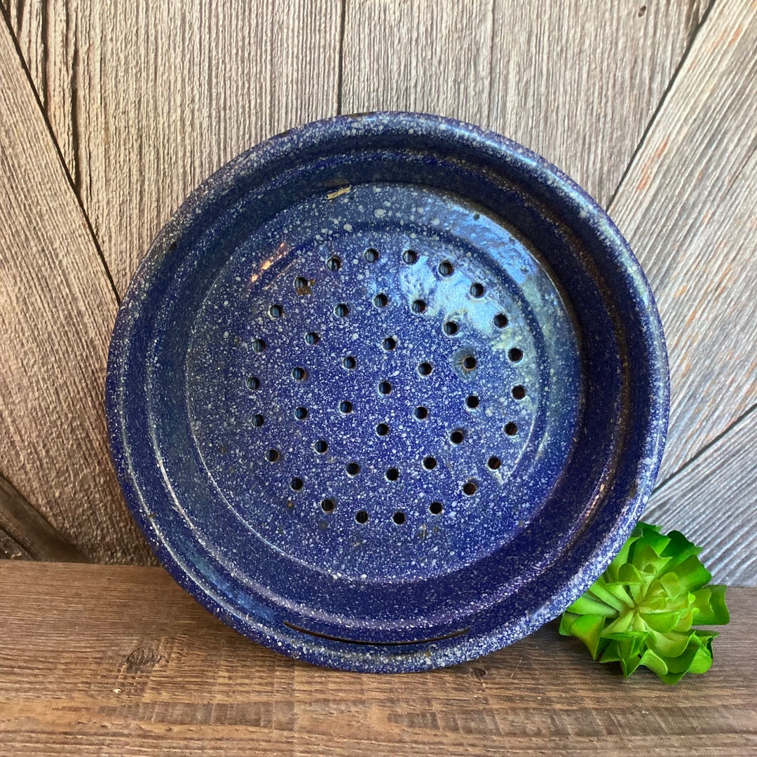 Vintage Enamel Colander Metal Enamelware Strainer Sieve Metal Strainer ...