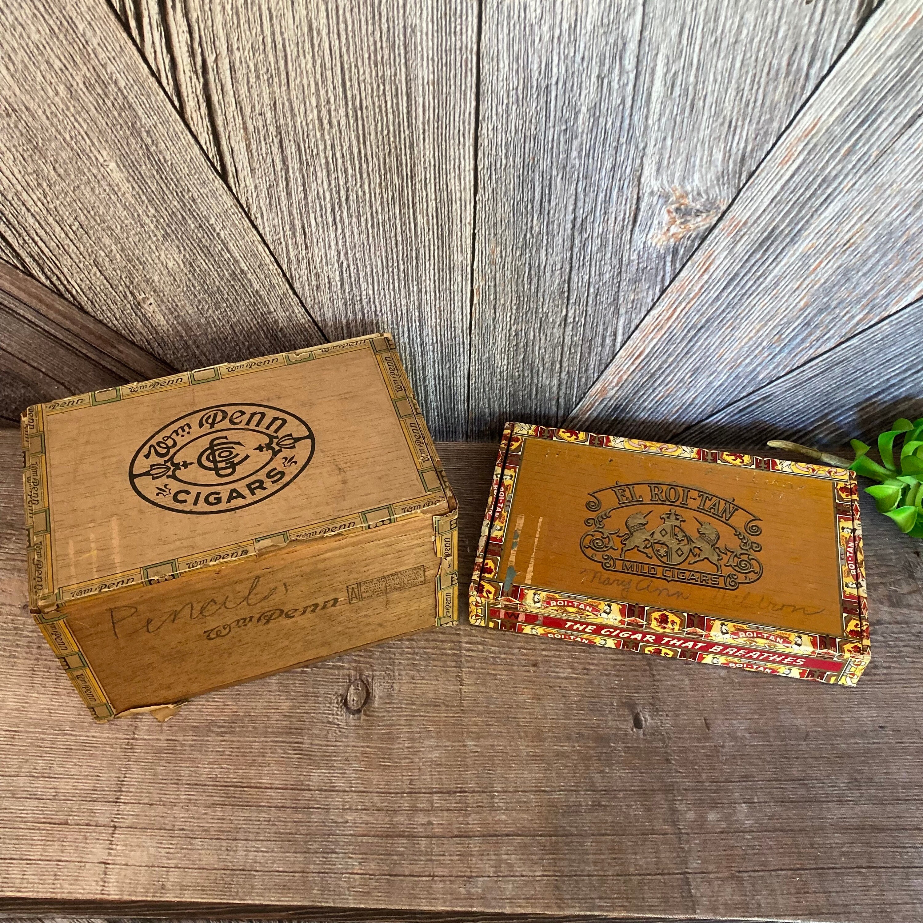 2 Vintage Cigar Boxes Authentic Cigar Box {roi Tan William Penn ...