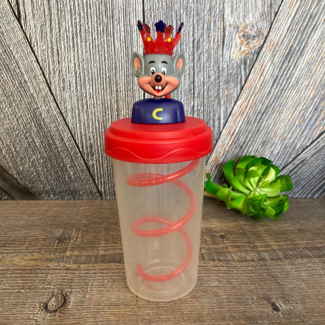 Vintage Chuck E Cheese Cup and Straw, Bobble Head Chuckie Cheese ...