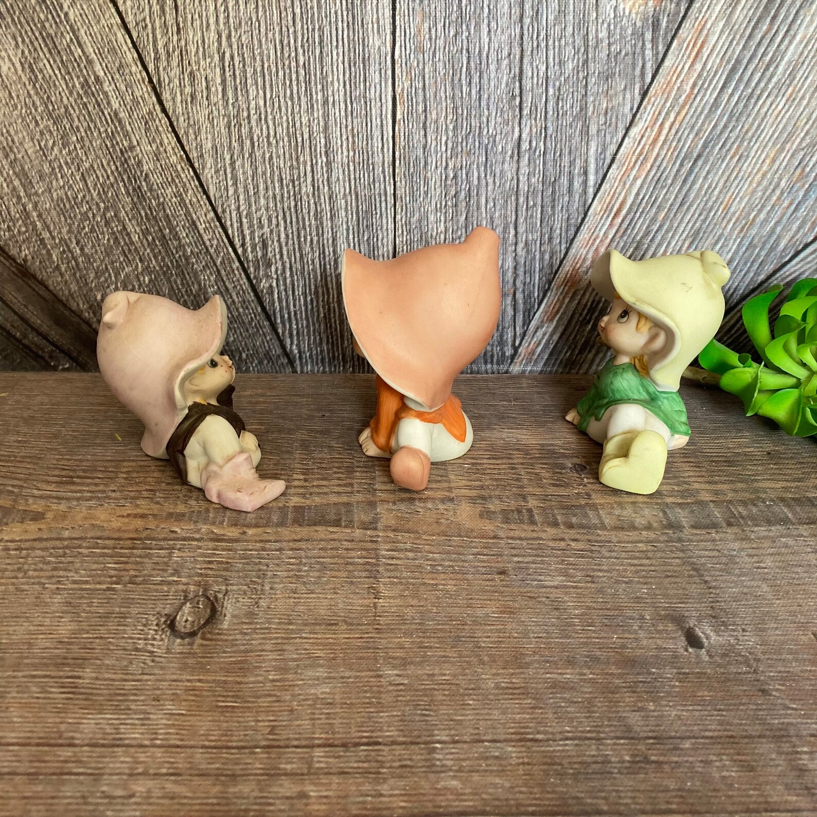 3 Vintage Homco Elves Ceramic Pixie Leprechauns Homco 5213 Tabletop ...
