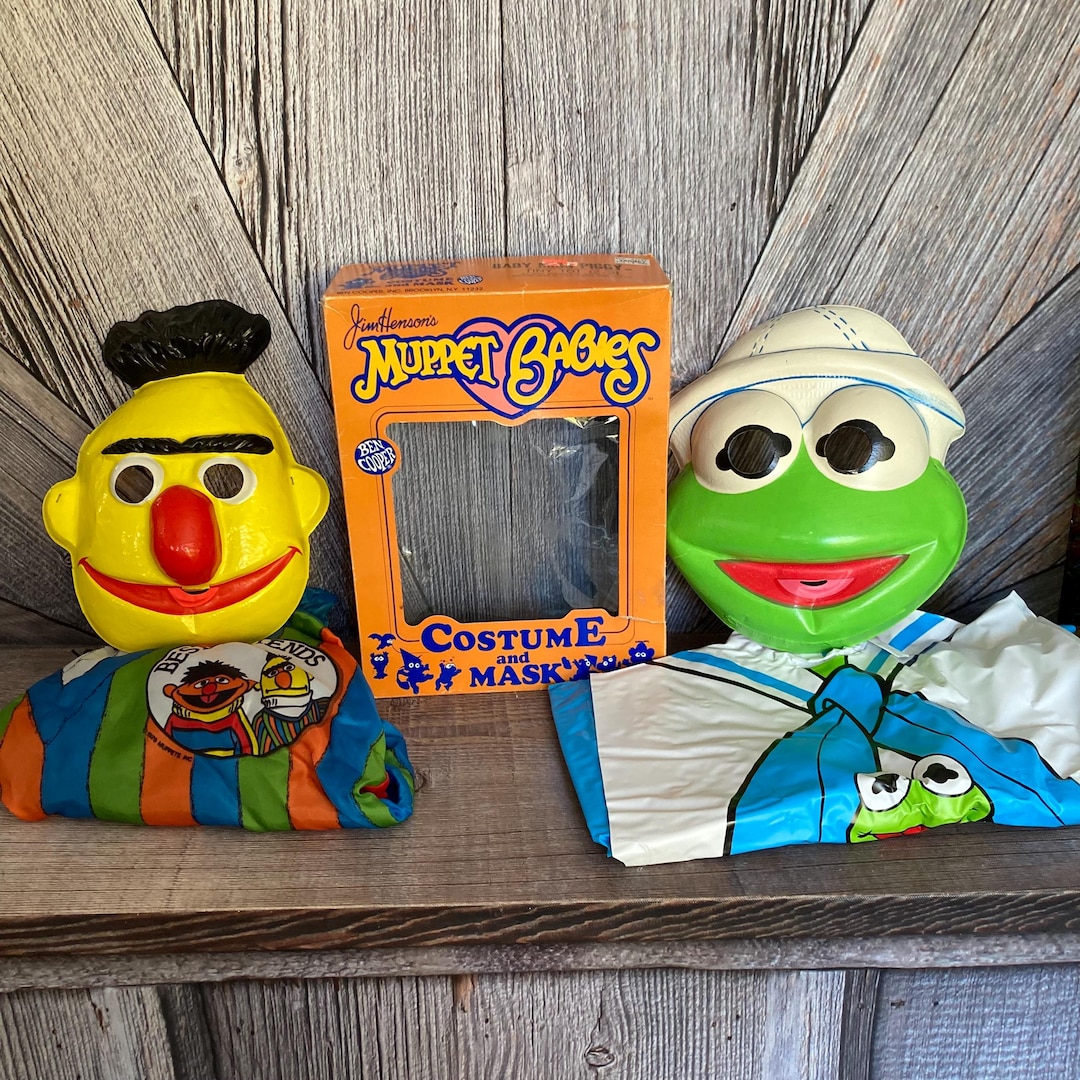 Vintage Muppets Costume and Mask, Kermit the Frog, Bert Muppet Babies ...