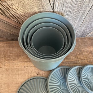 Vintage Tupperware Canister Set {plastic Round Powder Blue Set Nesting ...