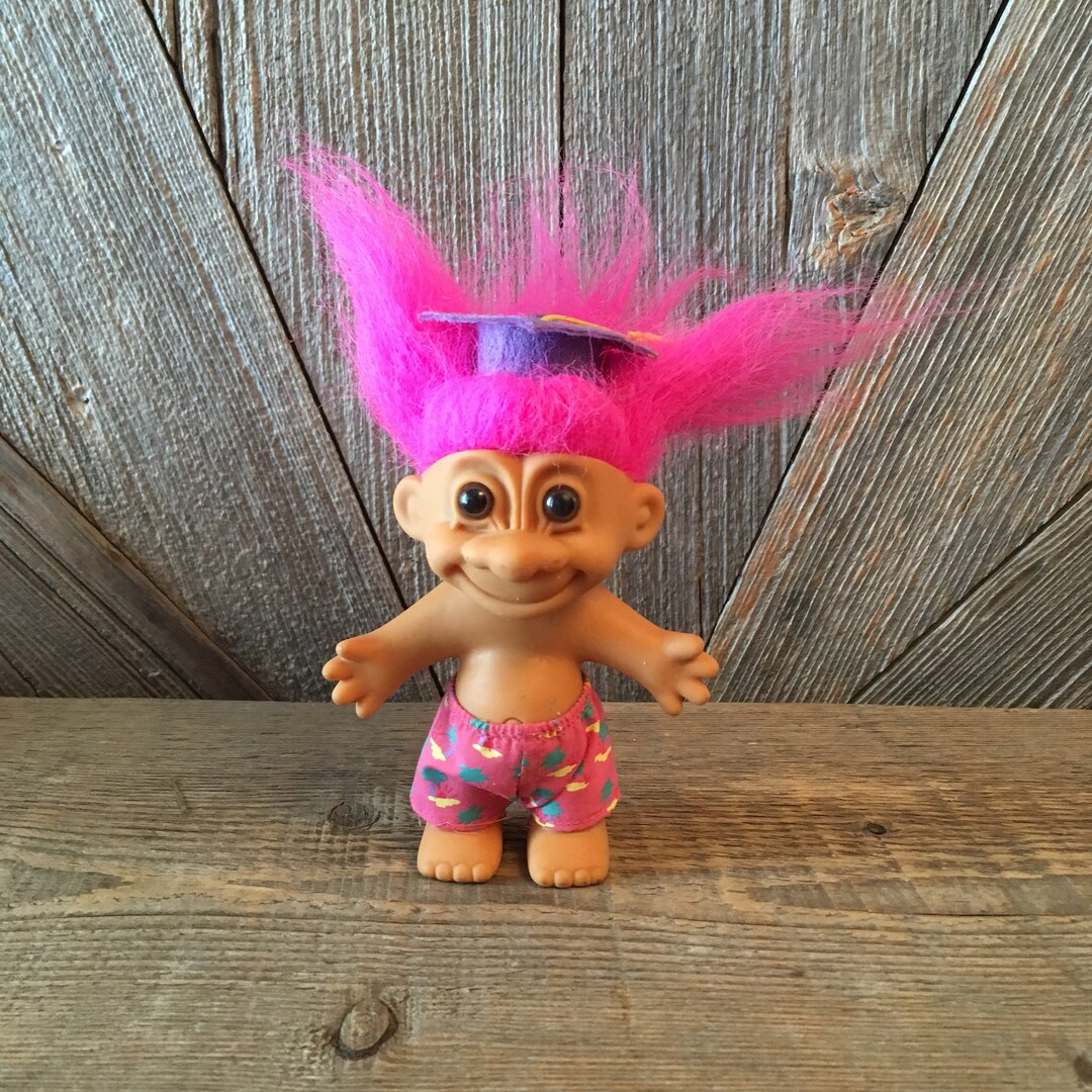 Graduation Troll Purple Hat Pink Hair Troll vintage Russ - Etsy
