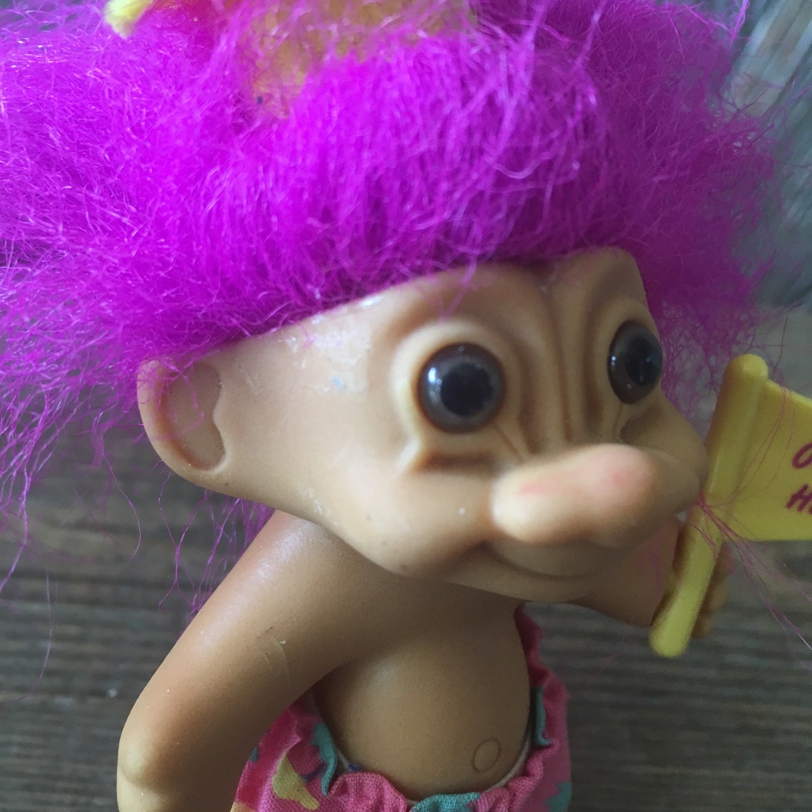 Graduation Troll Yellow Hat Purple Hair Troll vintage Russ - Etsy
